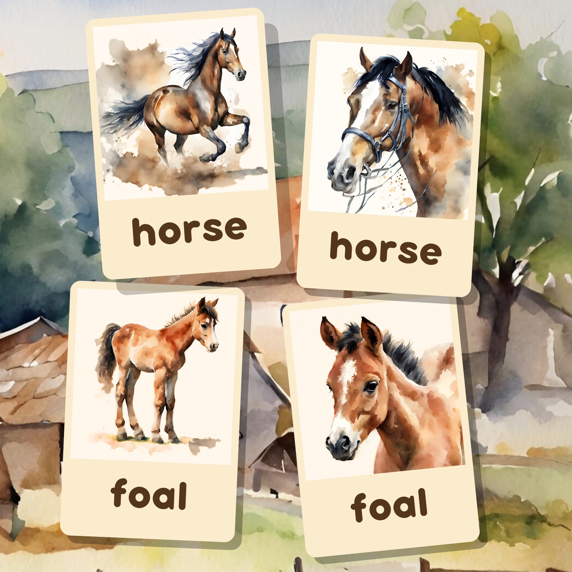 Printable Farm Animals and Baby Animals Montesori Flashcards - Etsy