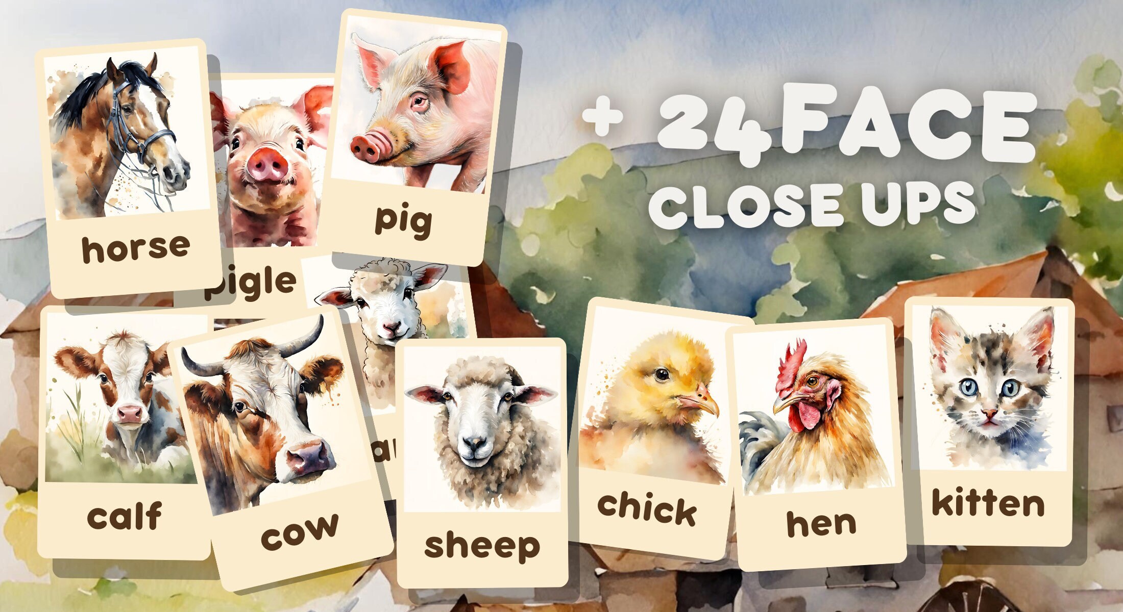 Printable Farm Animals and Baby Animals Montesori Flashcards - Etsy