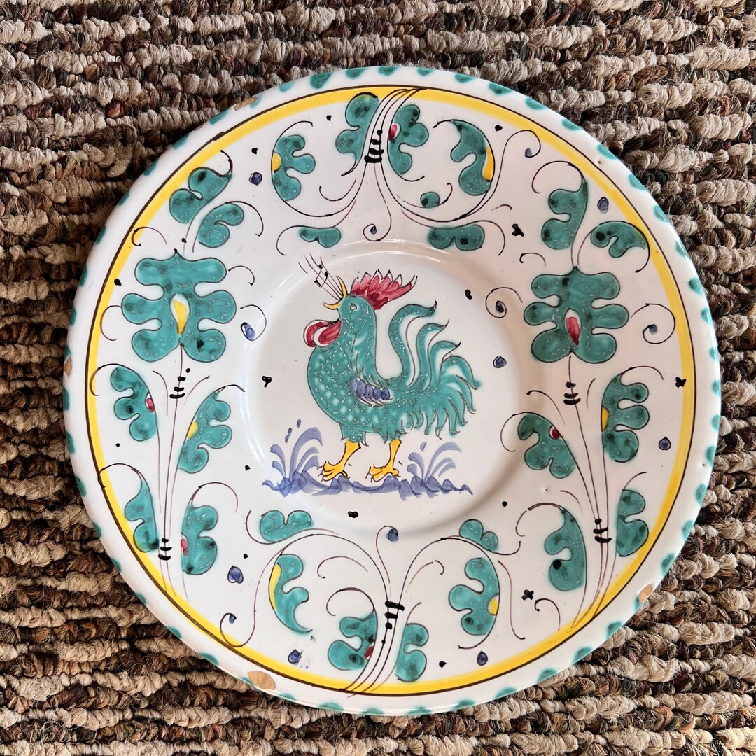 Orvieto Green Rooster Italian Hand Painted Bread Plate Set of 3 ...