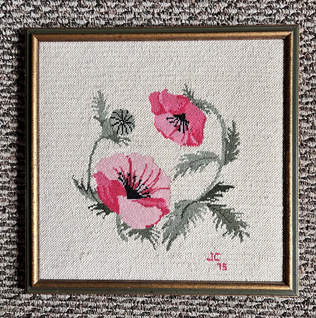 Vintage Yarn Needlepoint Flowers - Etsy