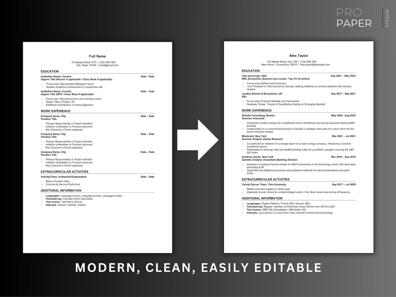Professional Resume Template for Consulting – Editable & Modern CV ...