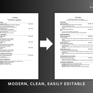 Professional Resume Template for Consulting – Editable & Modern CV ...