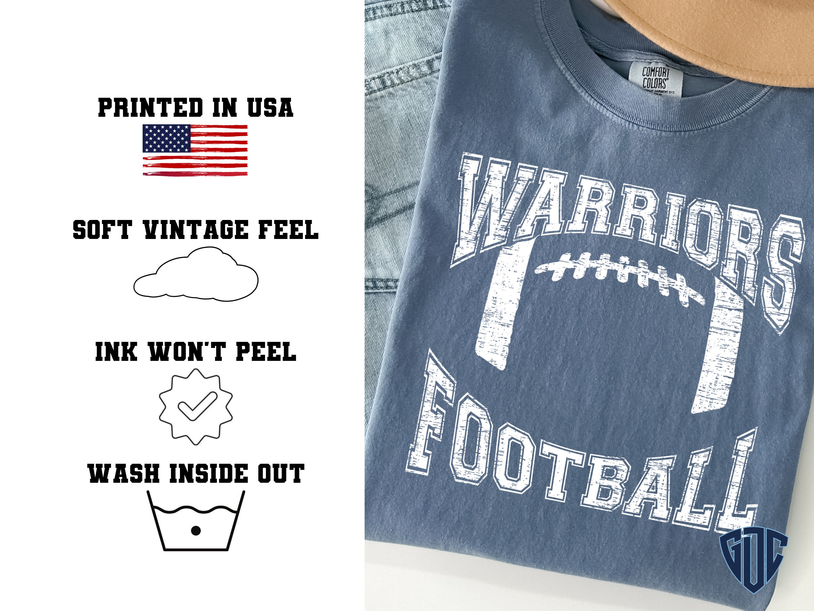 Camiseta Warriors Football Comfort Colors, regalo perfecto para los ...