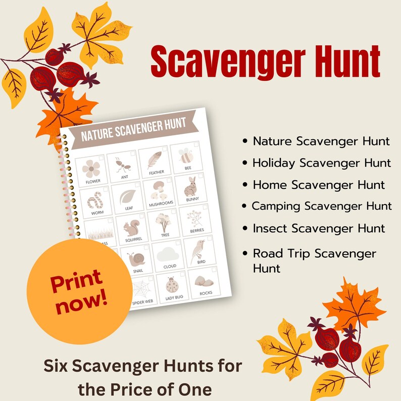 Nature Scavenger Hunt Bundle Printable Outdoor Treasure Hunt for Kids ...