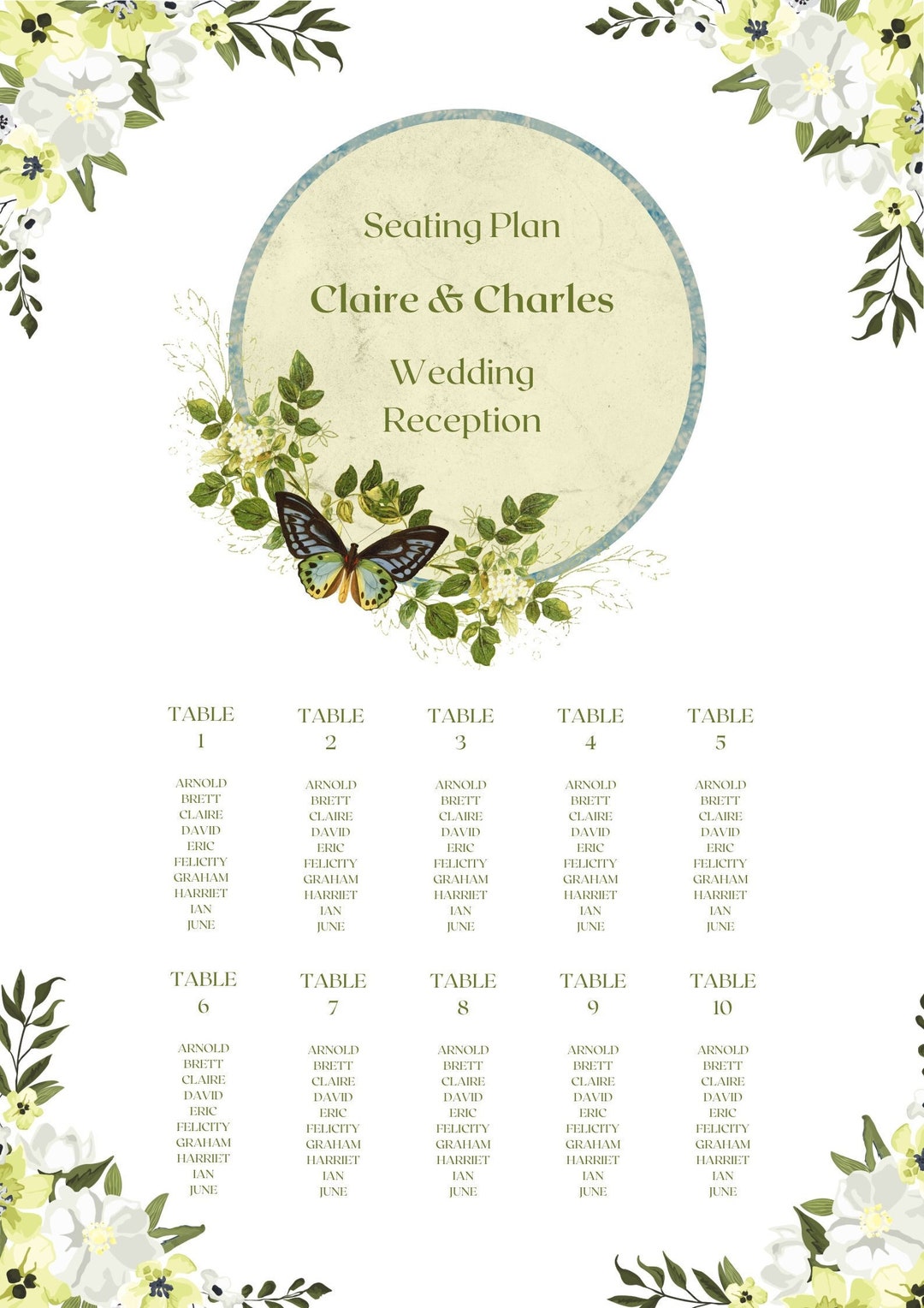 Bespoke Wedding Seating Plan Mint Green Theme - Etsy