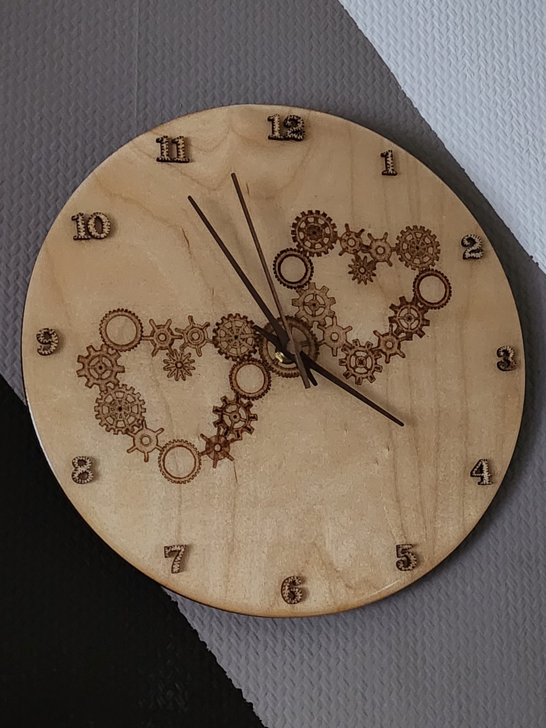 Wall Clock With Pyrography steampunk Heart - Etsy