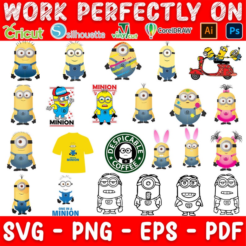 Minions Bundle SVG Minions Vector Minions Silhouette - Etsy