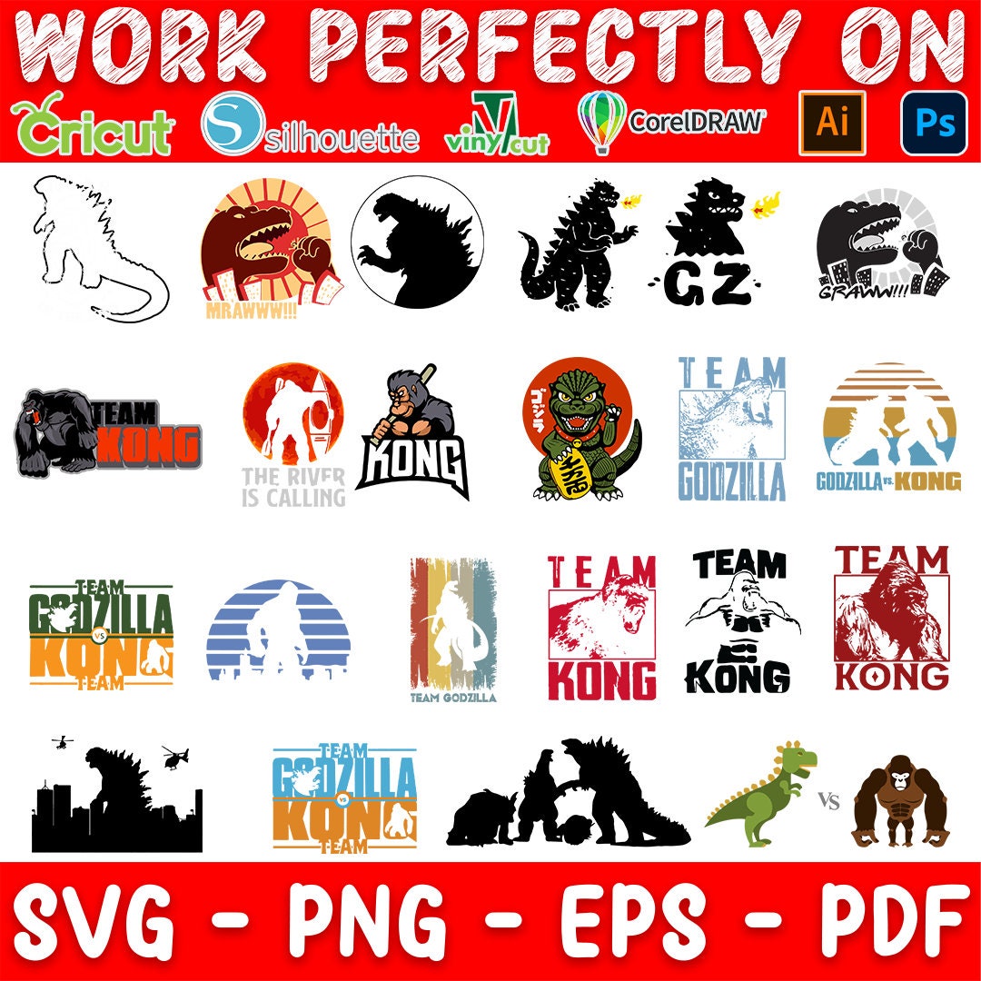 Godzilla Bundle SVG Godzilla Vector Godzilla Silhouette - Etsy