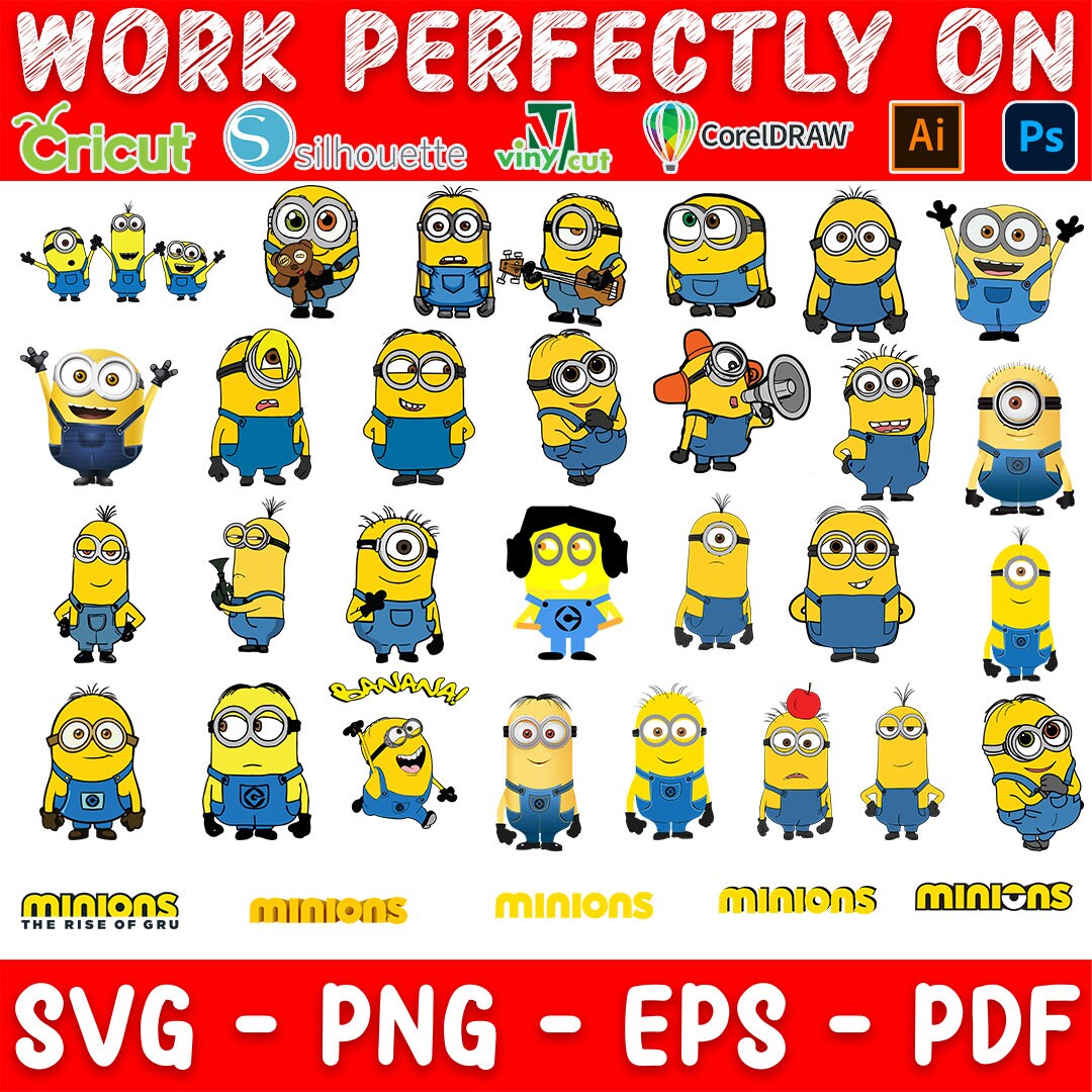Minions Bundle SVG, Minions Vector, Minions Silhouette, Minions ...