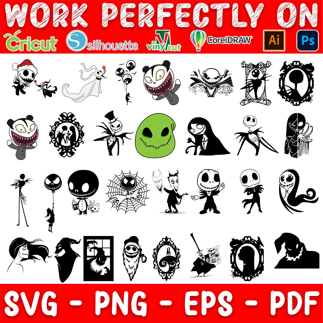 Jack Skellington Bundle SVG Jack Skellington Vector Jack - Etsy