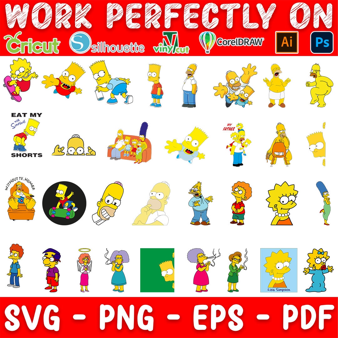 Simpsons Bundle SVG Simpsons Vector Simpsons Silhouette - Etsy