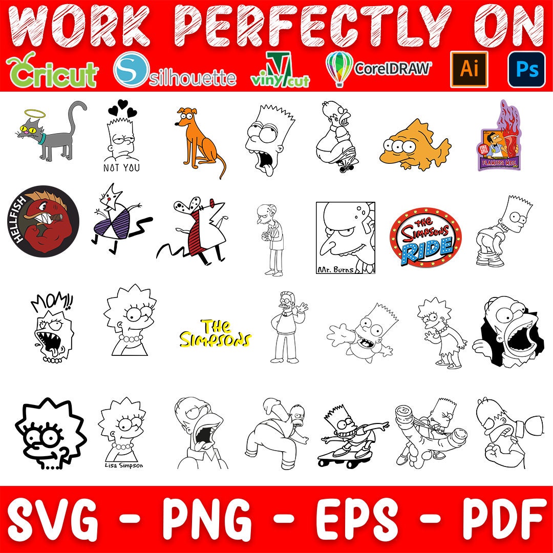 Simpsons Bundle SVG, Simpsons Vector, Simpsons Silhouette, Simpsons ...