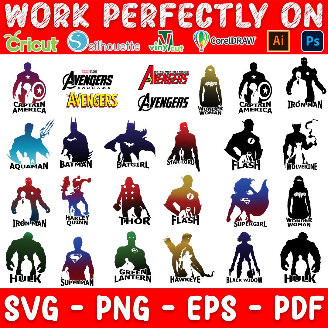Superhero Bundle SVG, Superhero Vector, Superhero Silhouette, Superhero ...