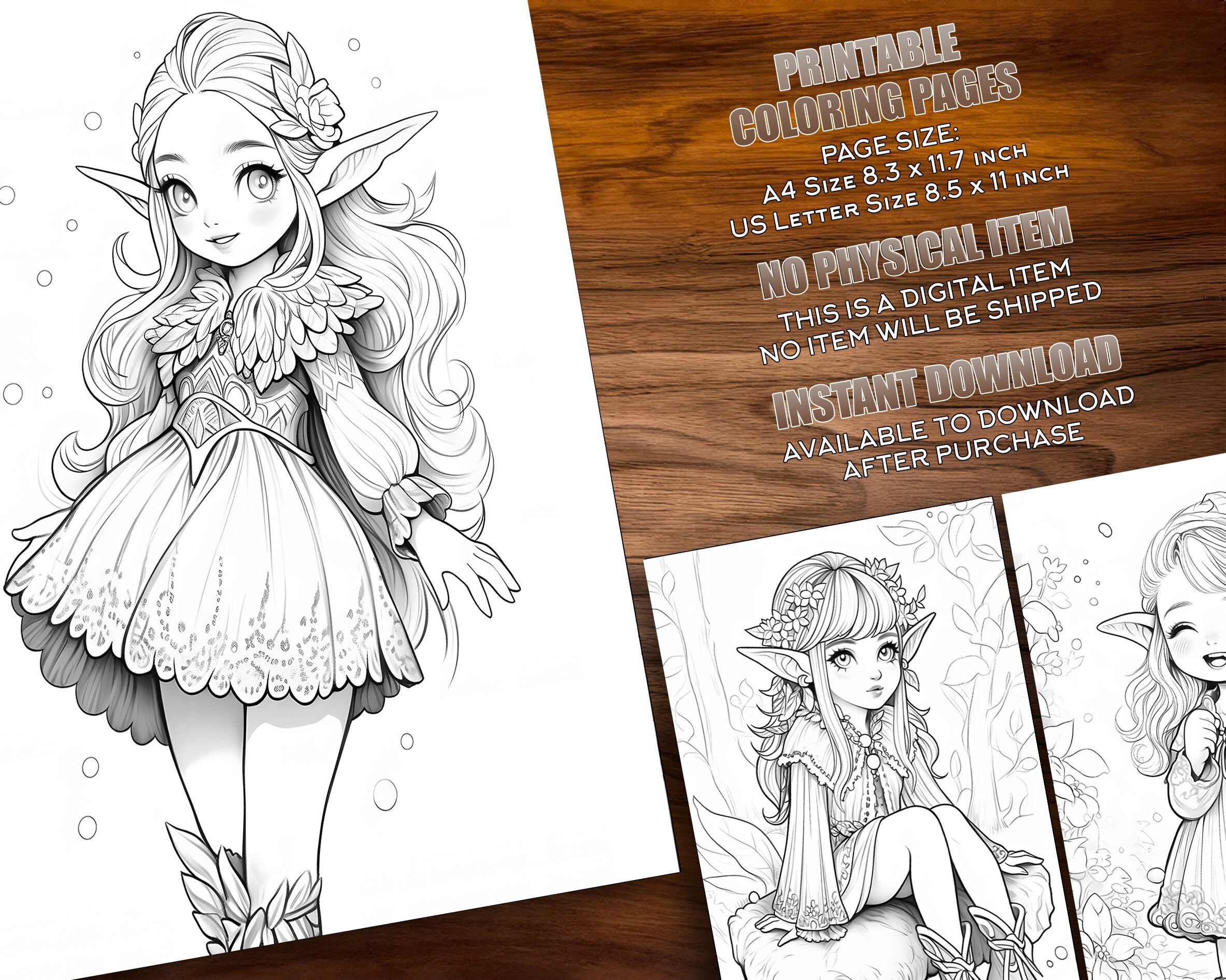 55 Forest Elves Coloring Pages Kids Adults Coloring Book - Etsy