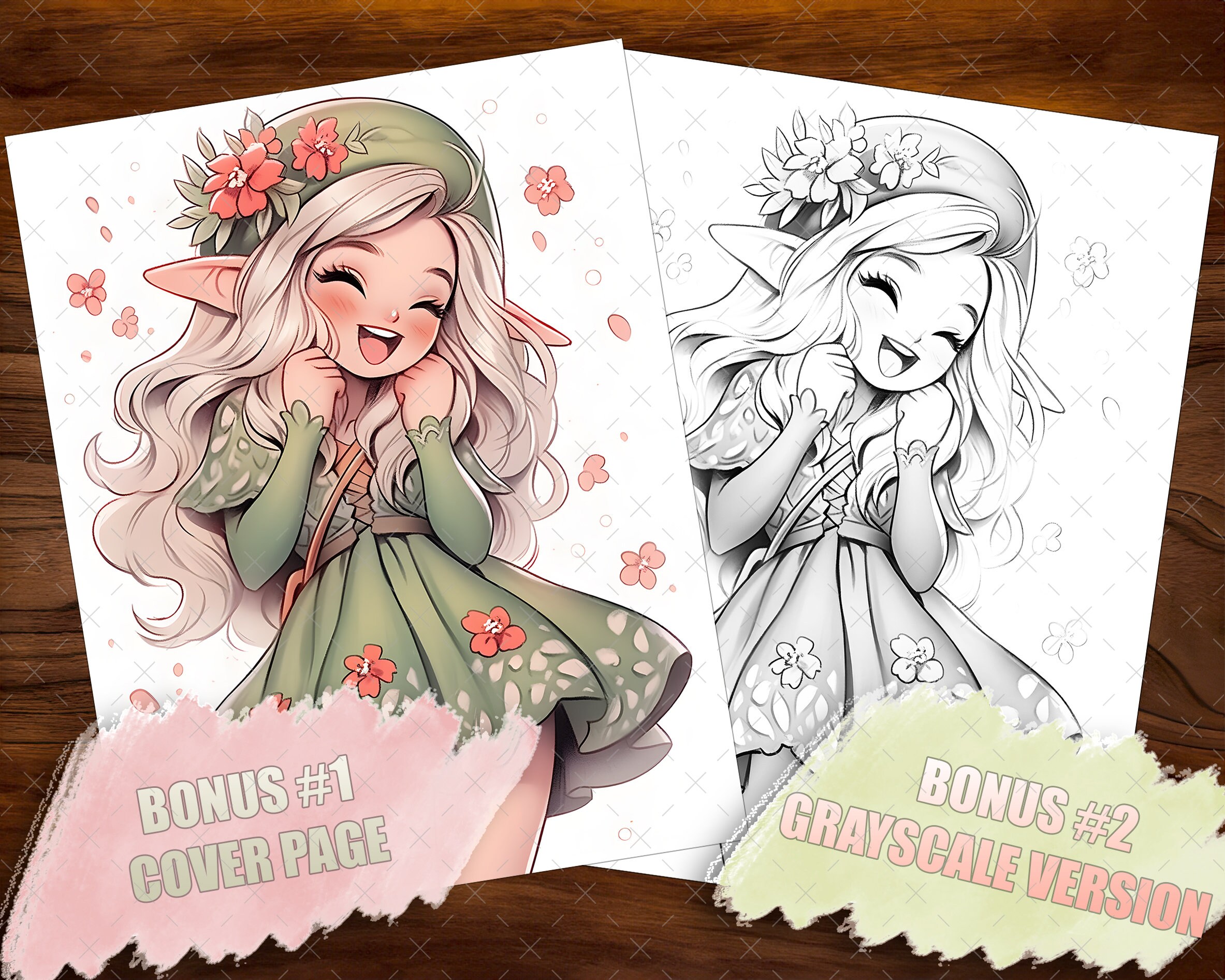 55 Forest Elves Coloring Pages Kids Adults Coloring Book - Etsy