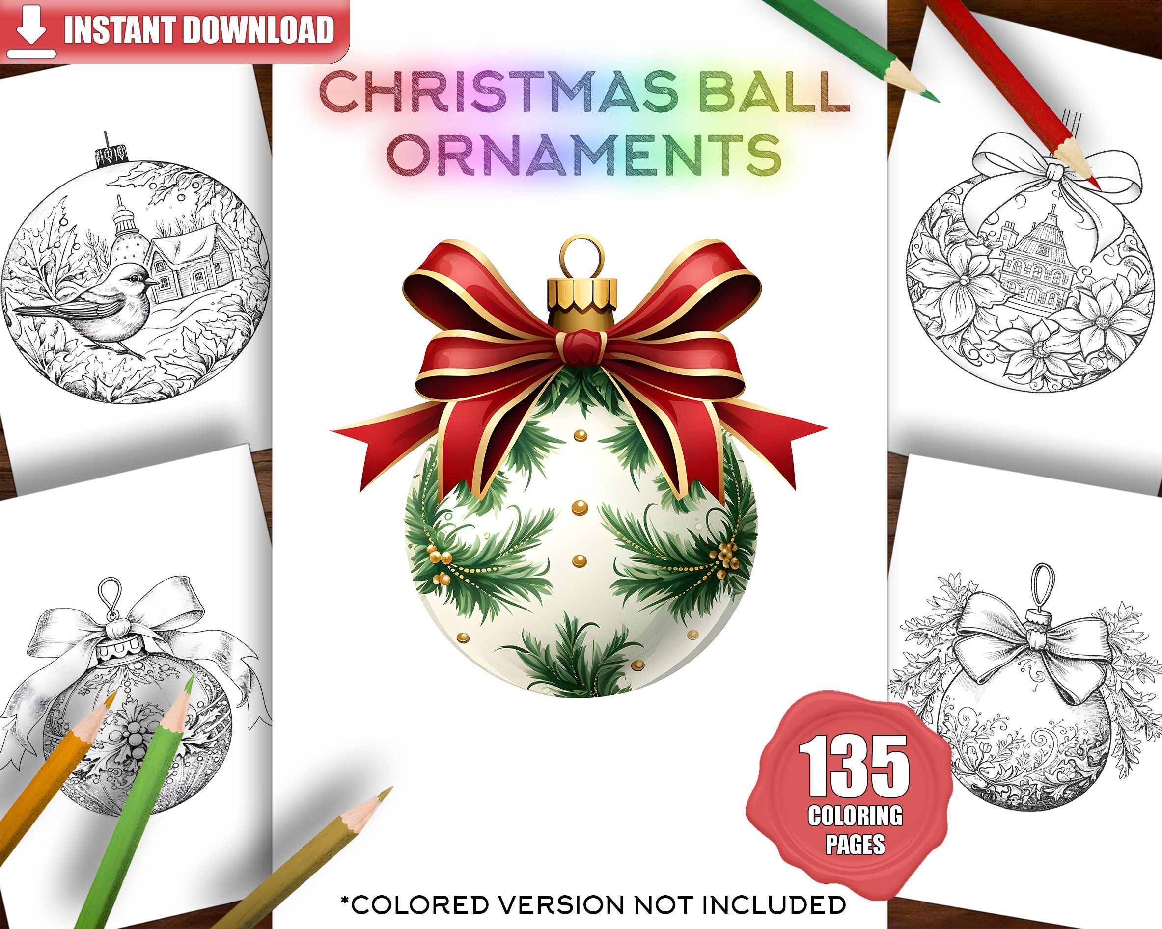 135 Christmas Ornaments Coloring Page Printable Christmas Baubles ...