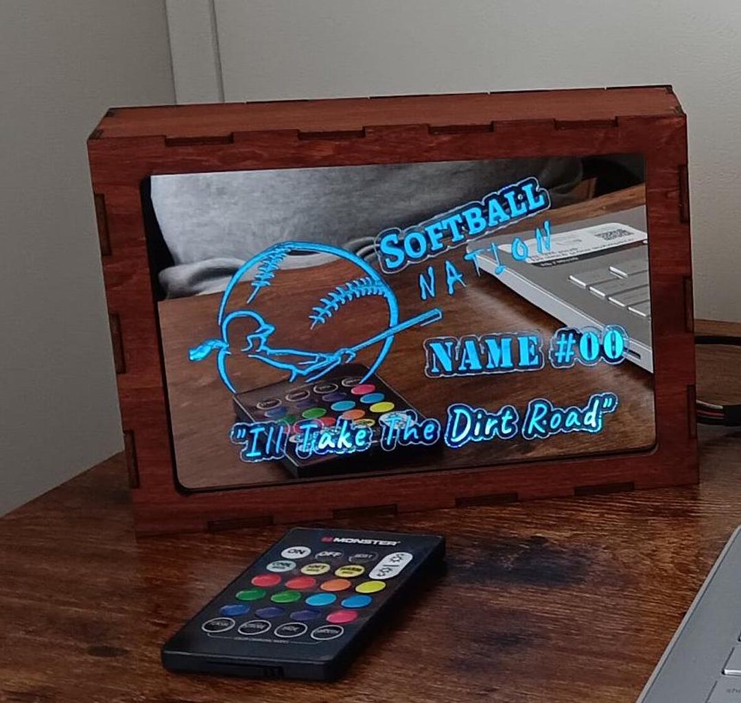 Softball Nation LED Shadow Box Personalize - Etsy
