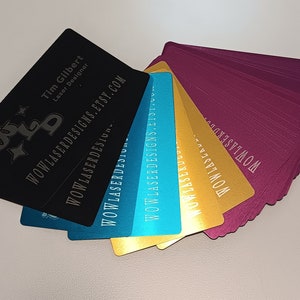Aluminum Metal Business Cards Engraved With YOUR ART READY Design - Etsy