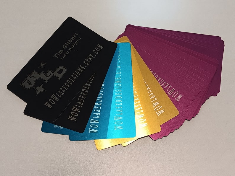 Aluminum Metal Business Cards Engraved With YOUR ART READY Design - Etsy