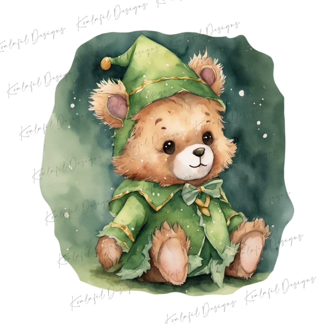Christmas Bear Elf Clipart PNG Sublimation Printing - Etsy