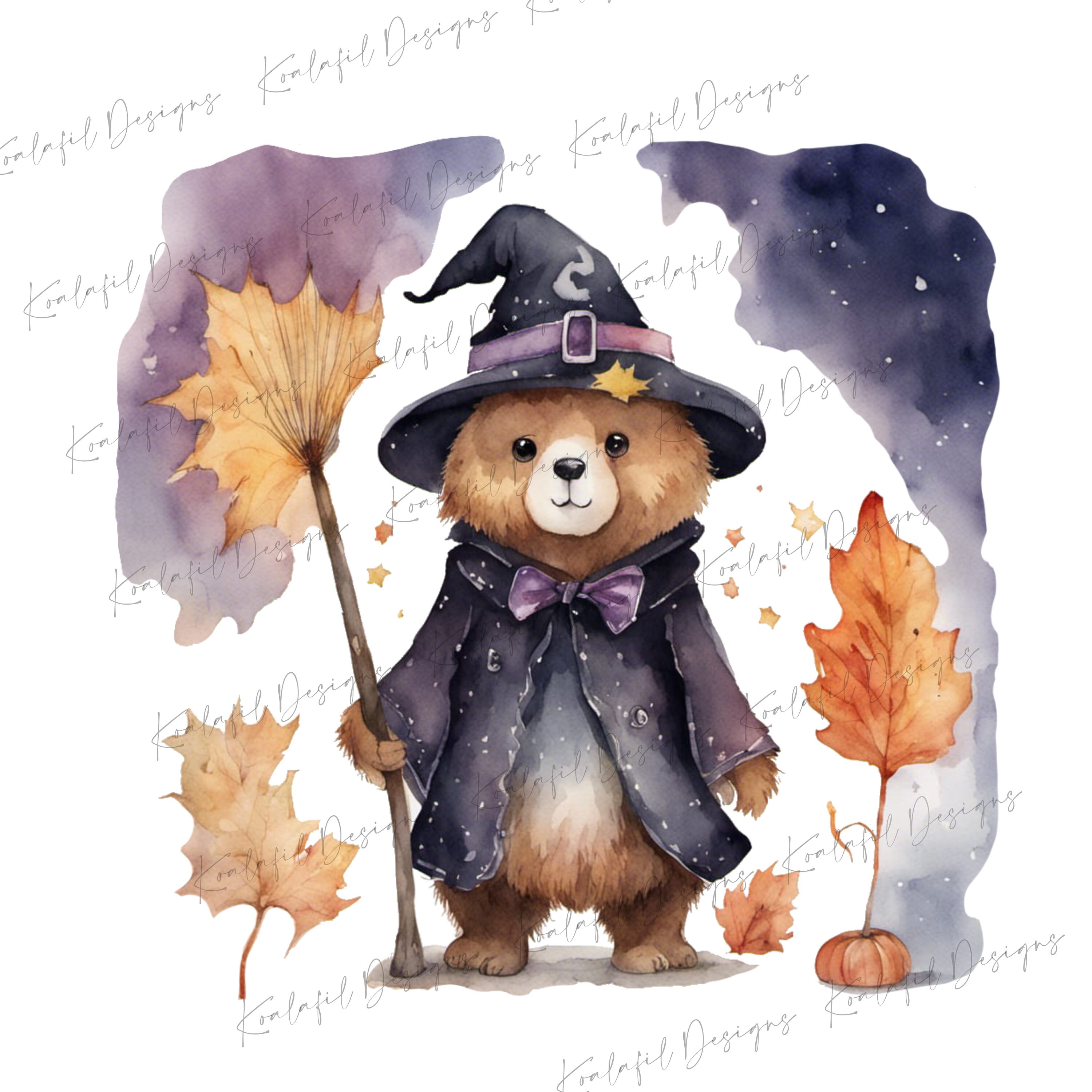 Teddy Bear Witch Clipart PNG Sublimation Printing - Etsy