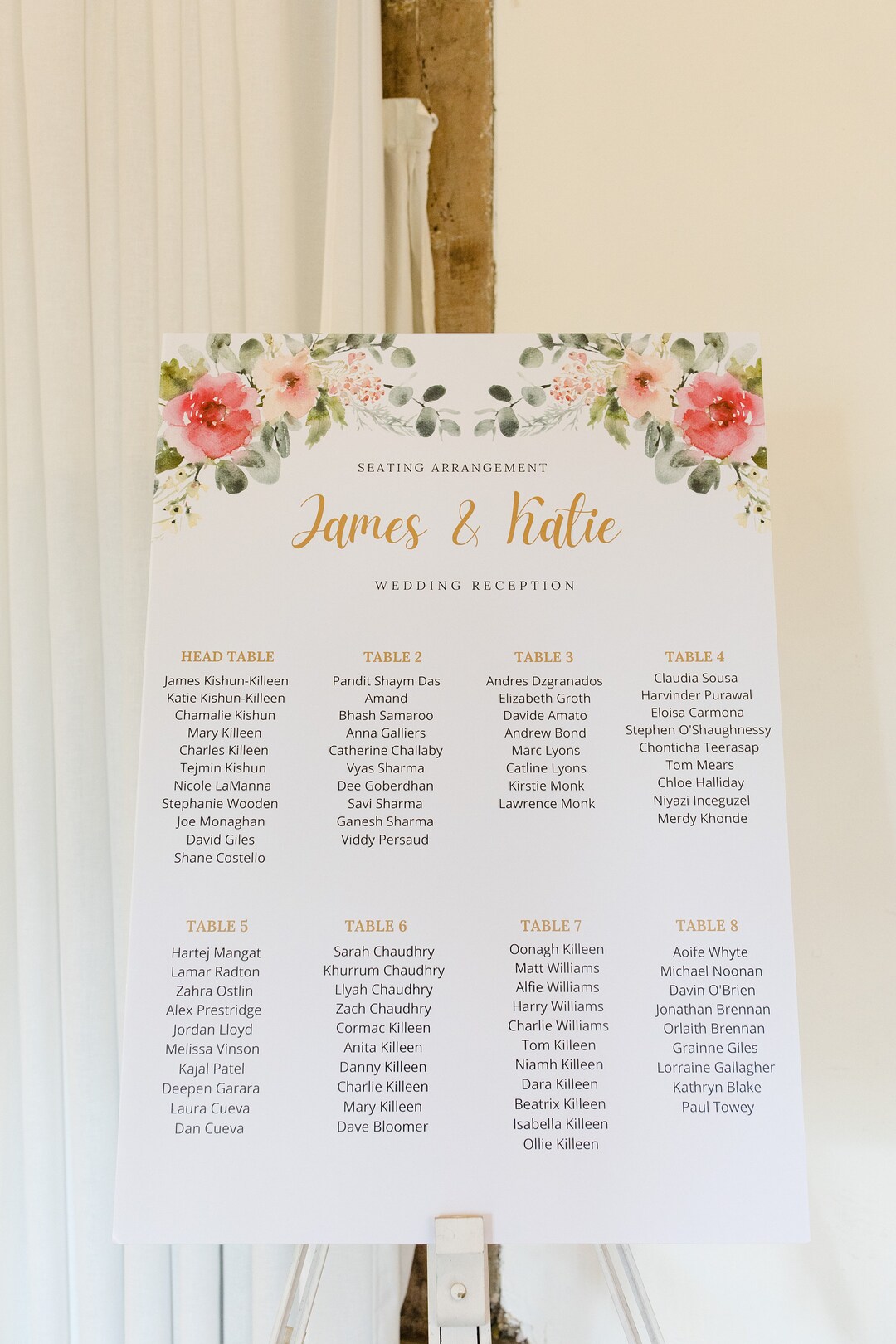 Personalised Wedding Seating Plan Available Digital Download or Printed ...