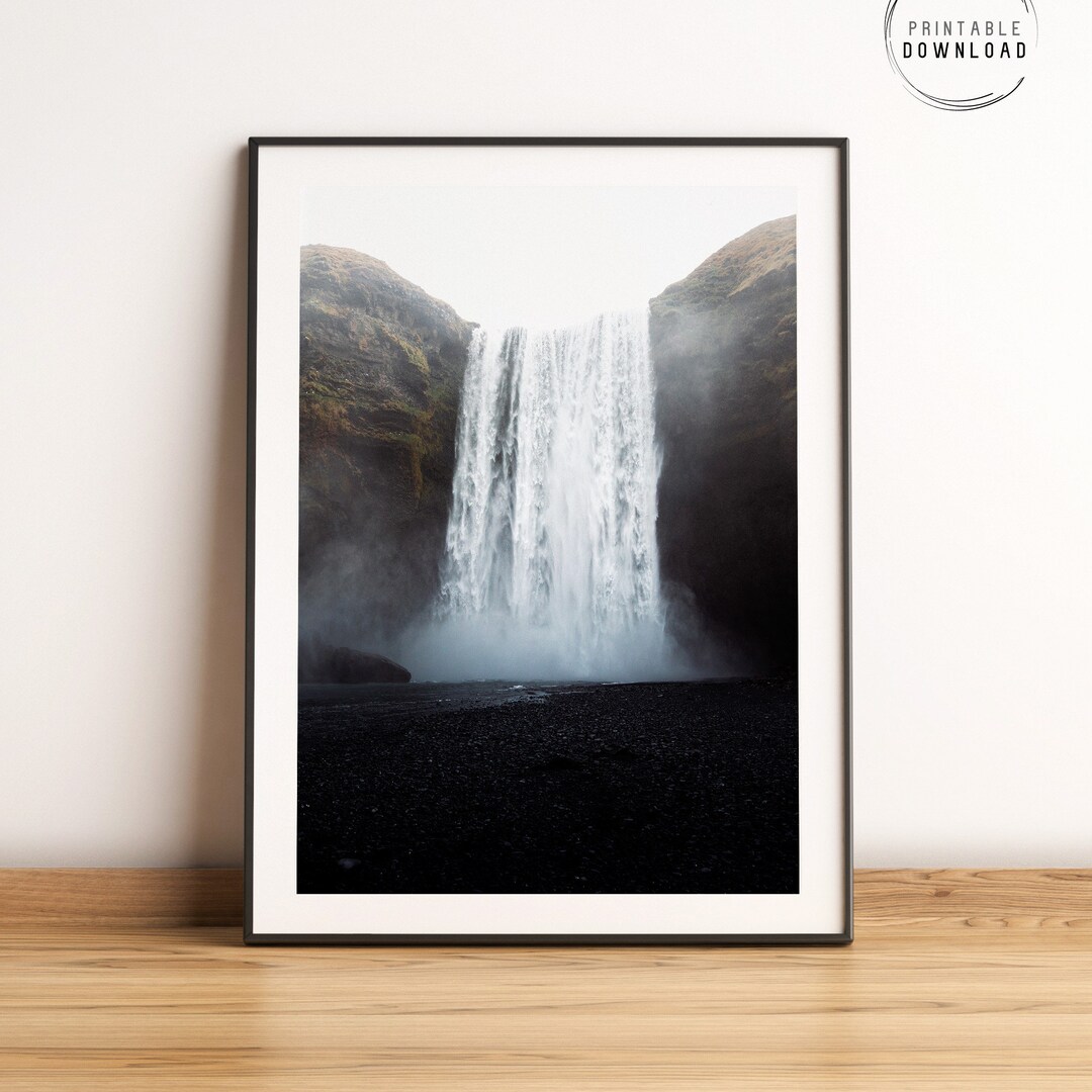 Iceland Wall Art, Skogafoss Waterfall, Icelandic Landscape Printable ...