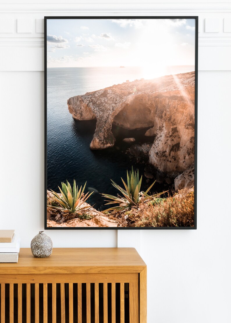 Blue Grotto Poster, Malta Printable Wall Art, Maltese Landscape ...
