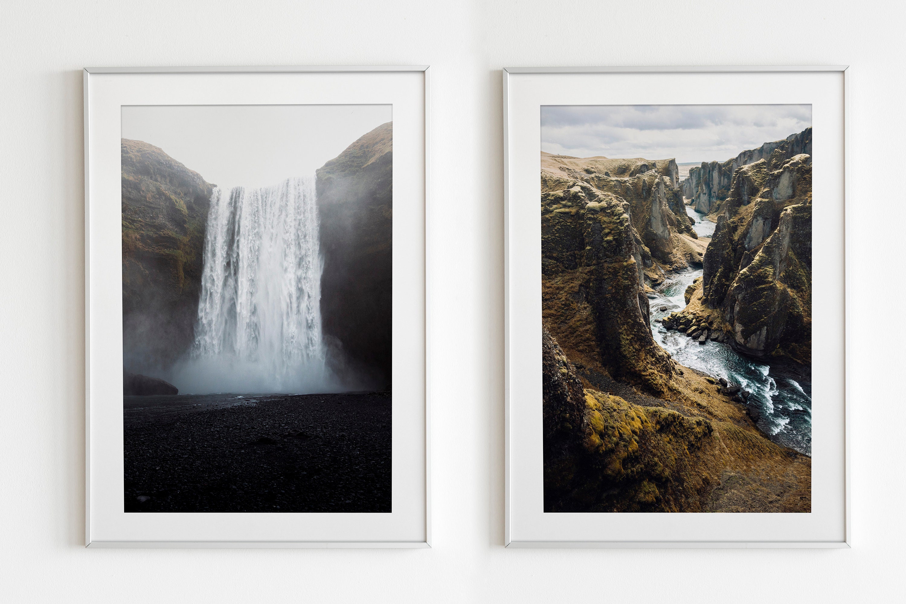 Iceland Printable Wall Decor, Set of 2 Nordic Photo Posters, Skogafoss ...