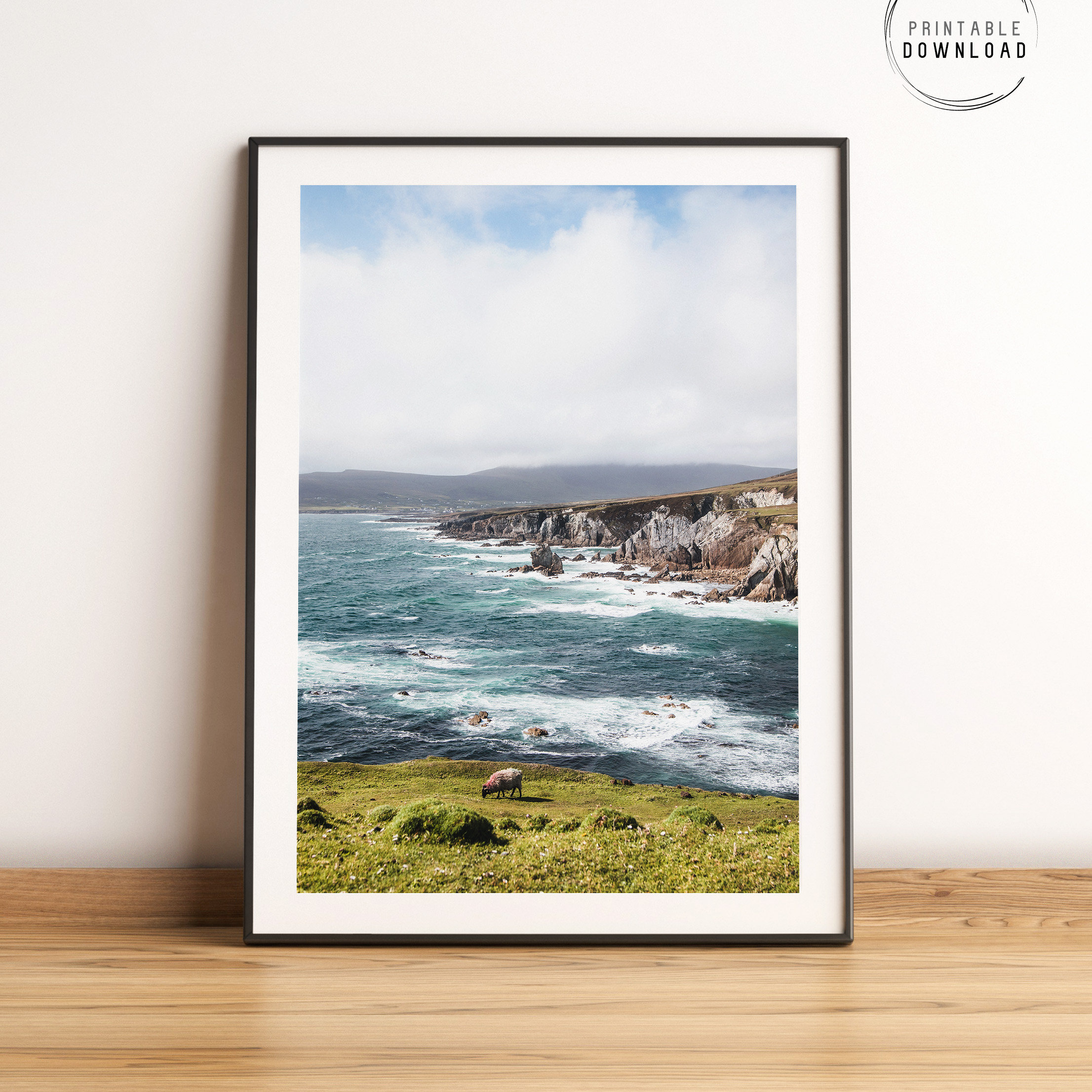 White Cliffs of Ashleam Printable Photo, Irish Sheep Poster, Ireland ...