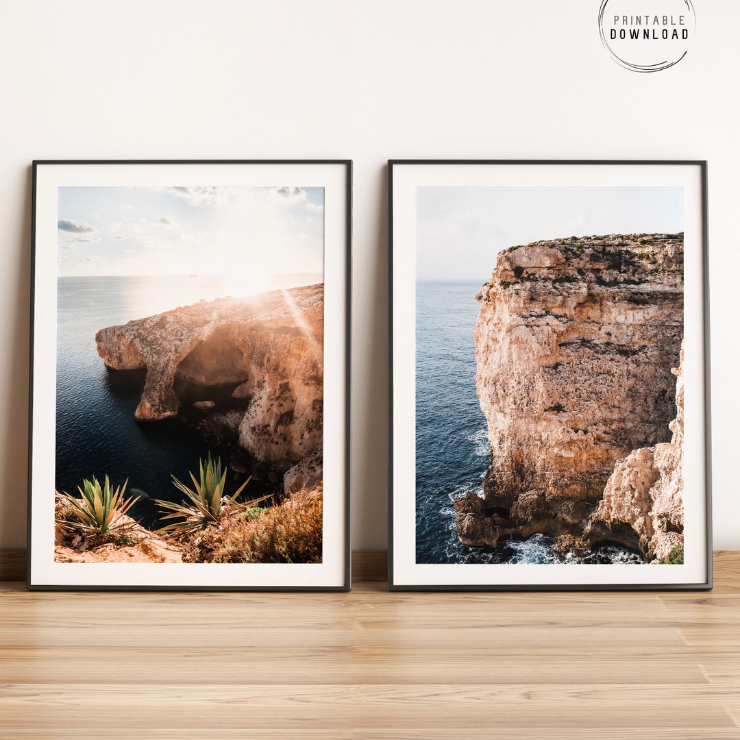 Malta Printable Wall Decor, Set of 2 Photo Posters, Dingli Cliffs, Blue ...