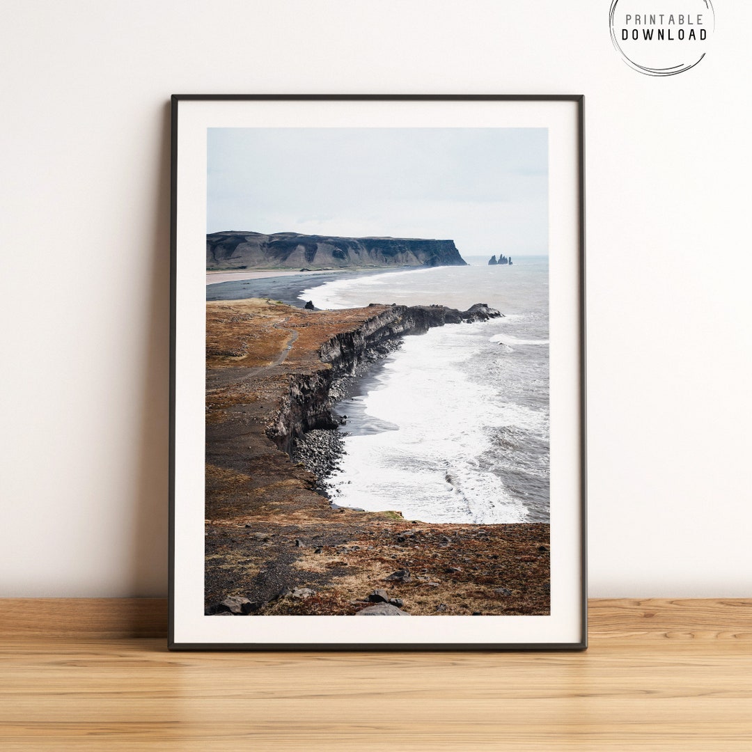 Reynisfjara Beach View, Moody Iceland Wall Decor, Icelandic Landscape ...
