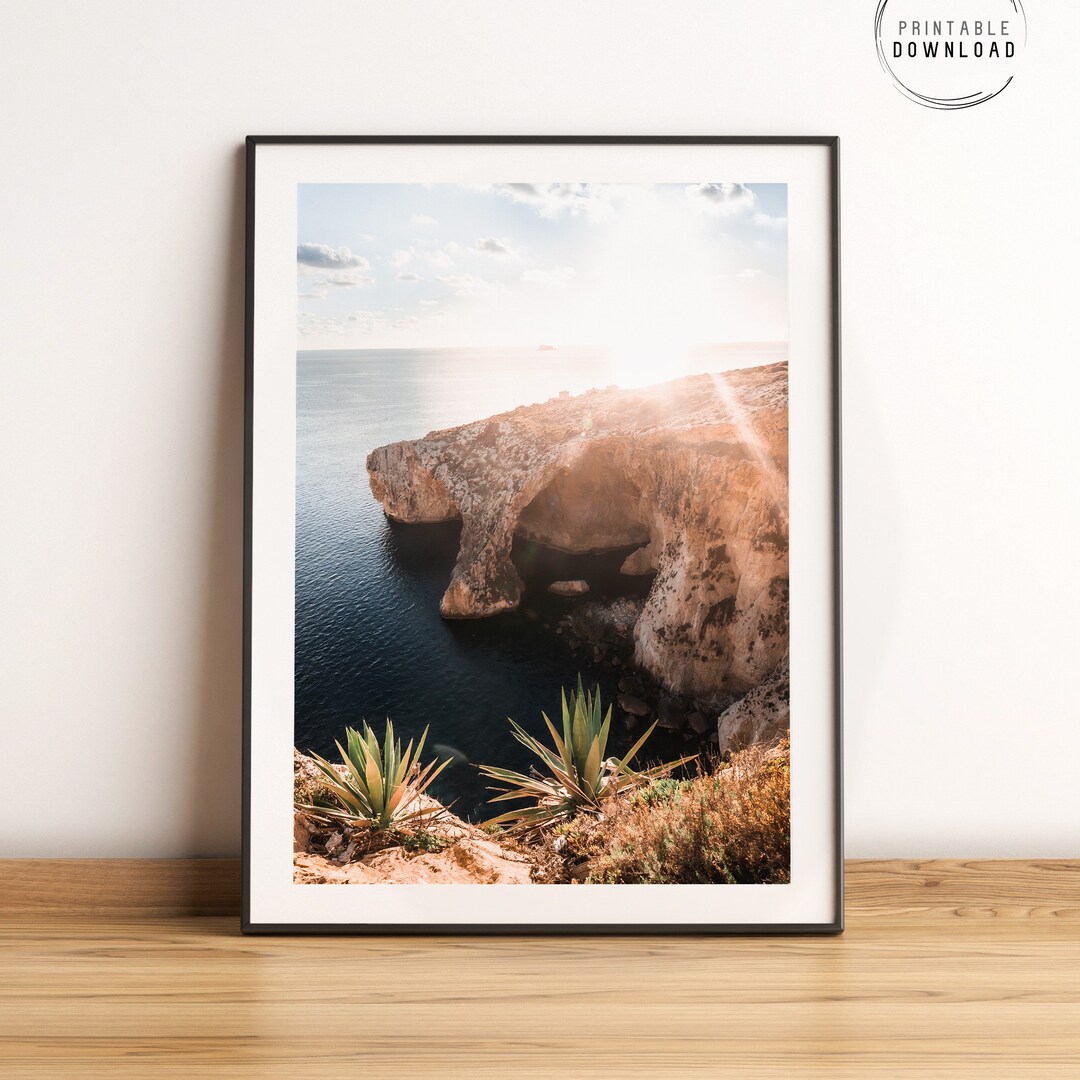 Blue Grotto Poster, Malta Printable Wall Art, Maltese Landscape ...