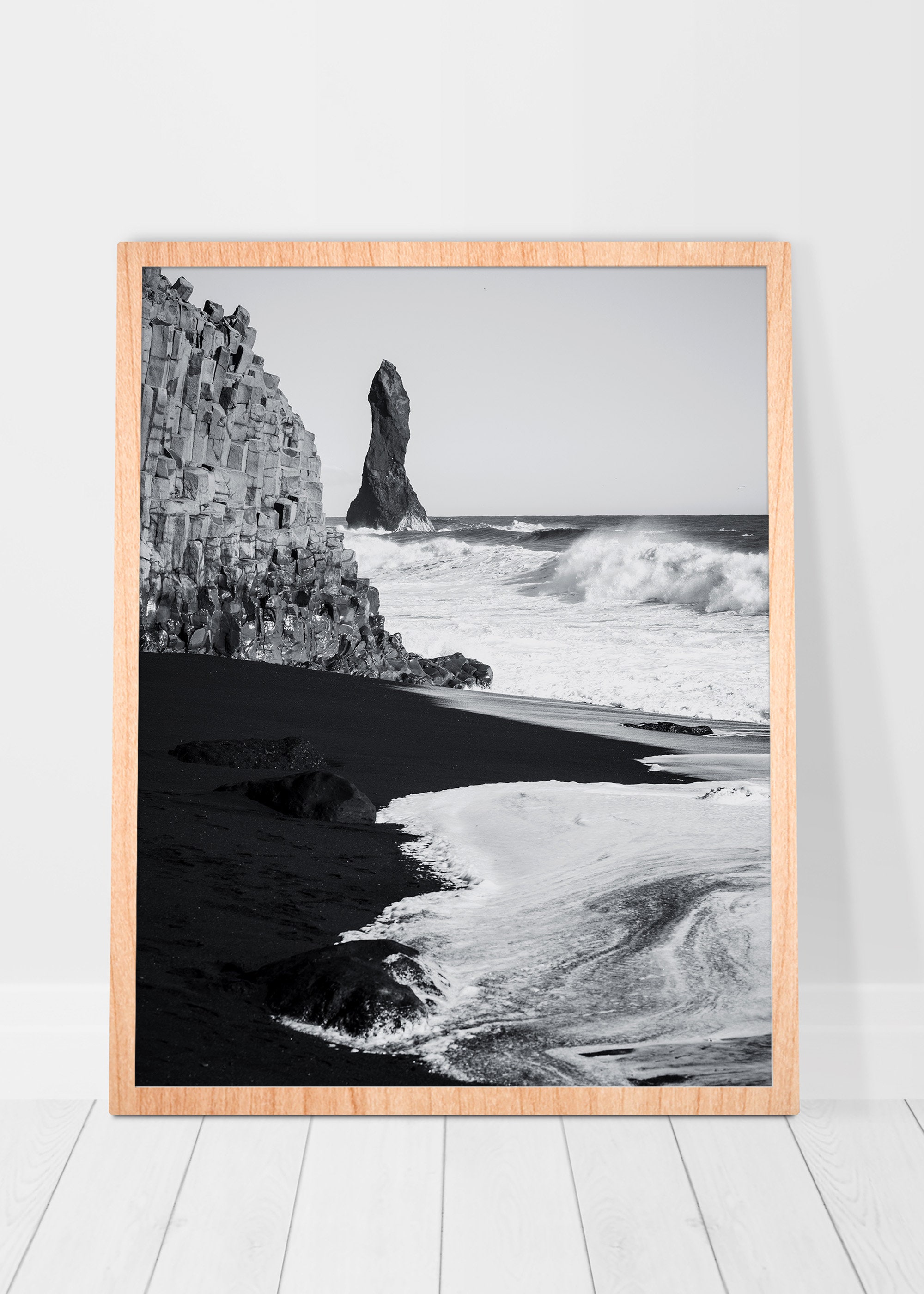 Reynisfjara Black Sand Beach, Iceland Printable Wall Art, Black and ...