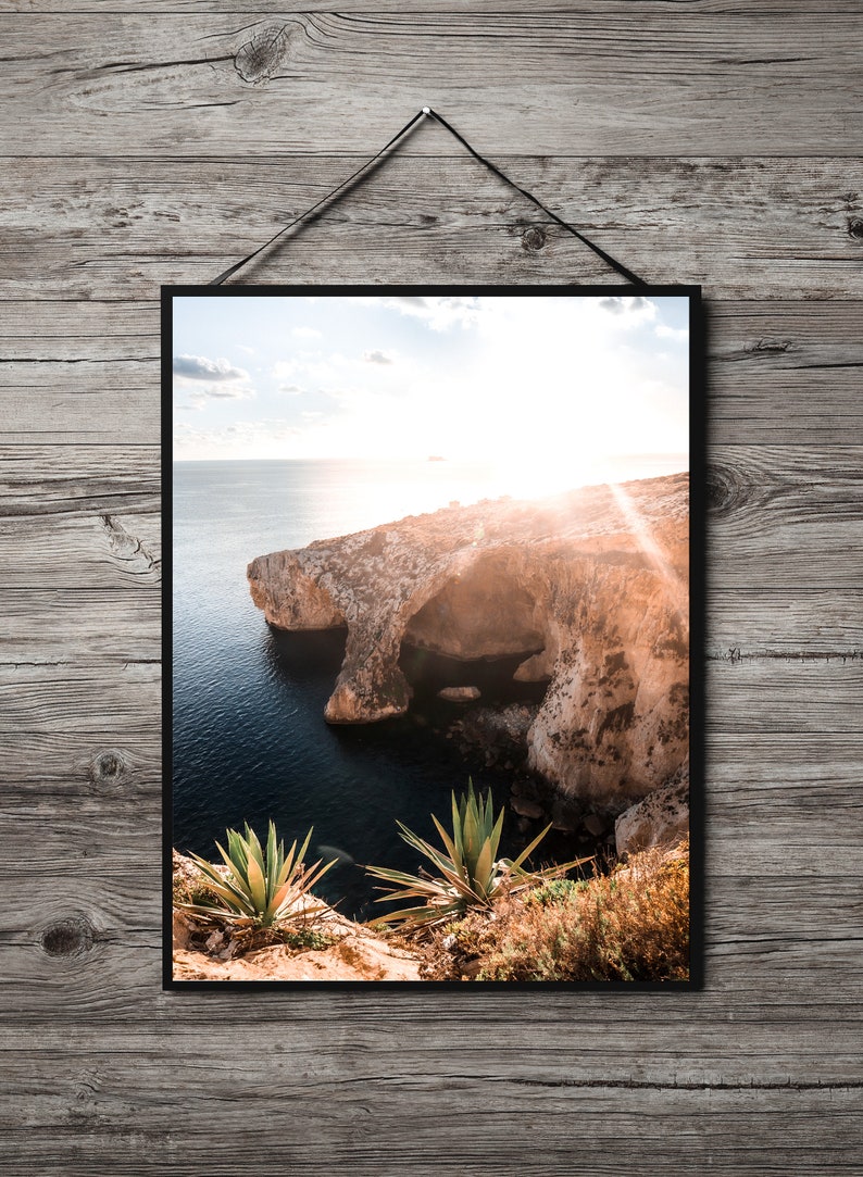 Blue Grotto Poster, Malta Printable Wall Art, Maltese Landscape ...
