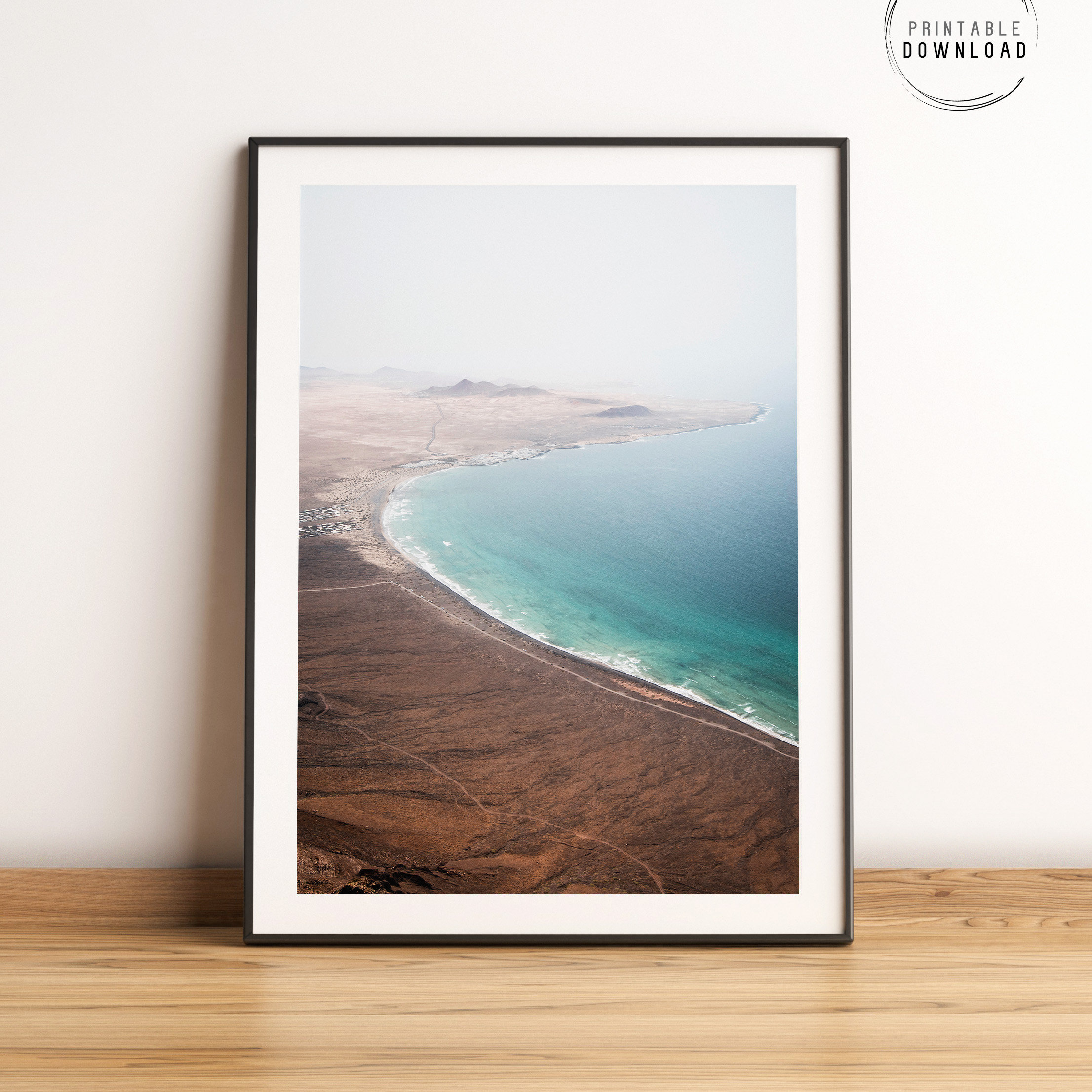 Playa De Famara Poster, Lanzarote Printable Wall Art, Canary Islands ...