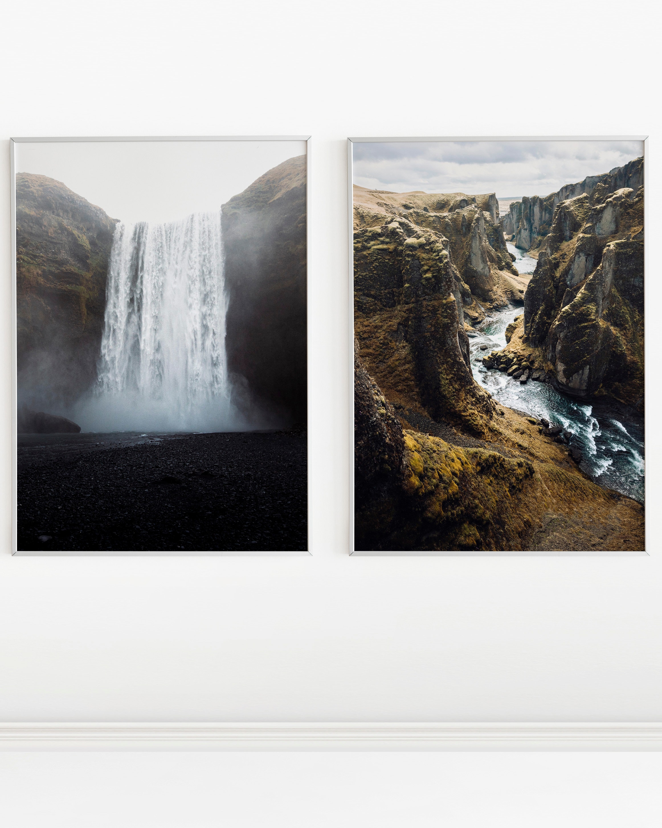 Iceland Printable Wall Decor, Set of 2 Nordic Photo Posters, Skogafoss ...