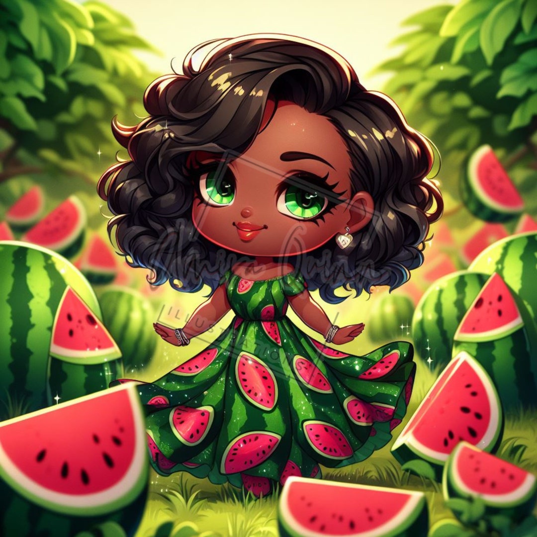 Watermelon Black Woman Hair Fruit Orchard African American - Etsy