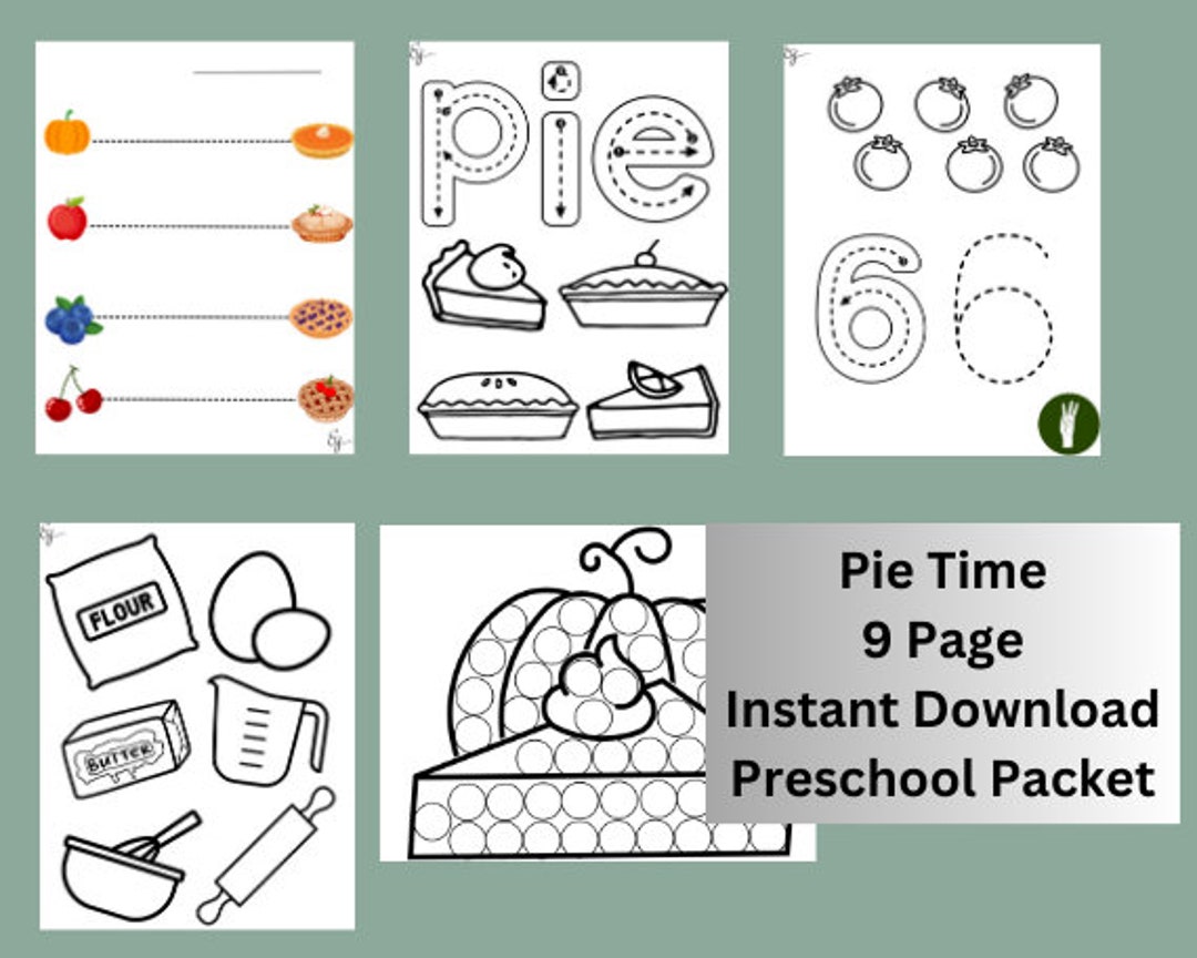 Pie Time Preschool Printable Pack - Etsy