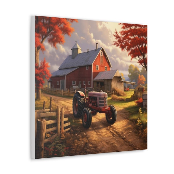 Red Tractor Painting - Etsy