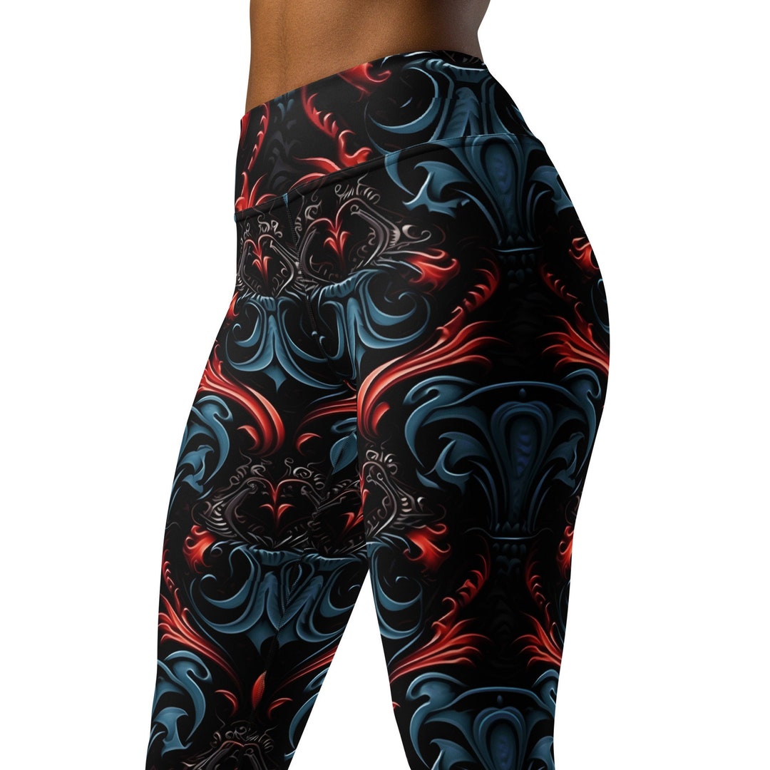 Azure Gothic Enigmatic Pattern Leggings, Highwaisted Leggings, Gothic ...