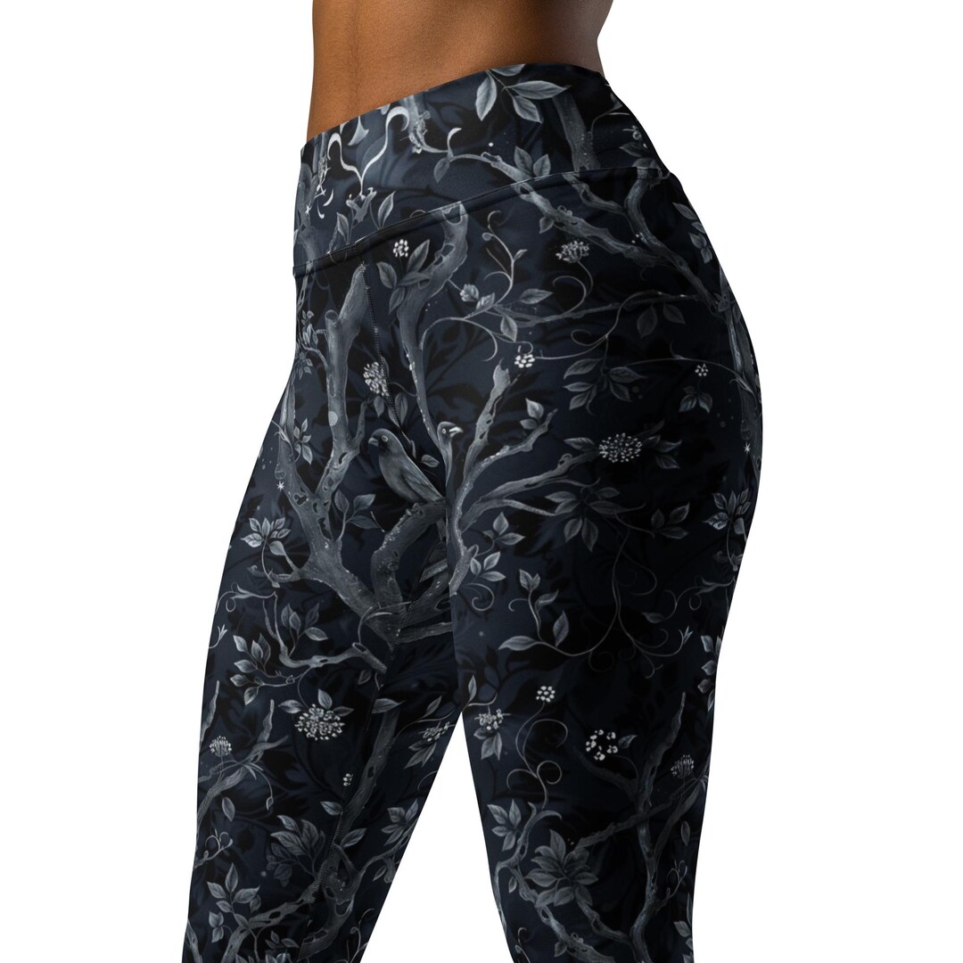Women’s Gothic Dark Forest Yoga Leggings, High-waisted Spandex Rave ...