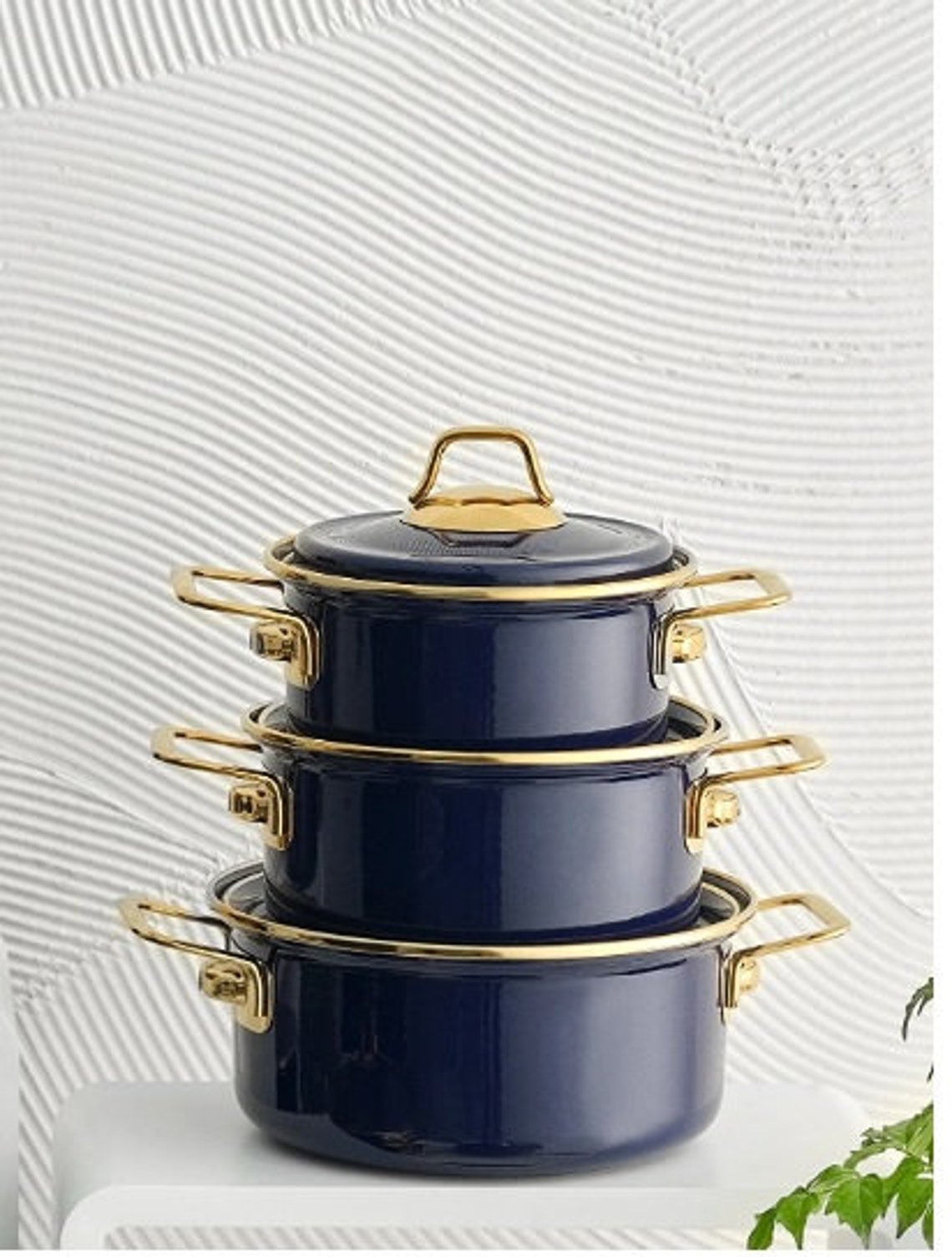 Enamel Cookware Set Navy, Enamel 6 Piece Cookware Set Navy Blue - Etsy