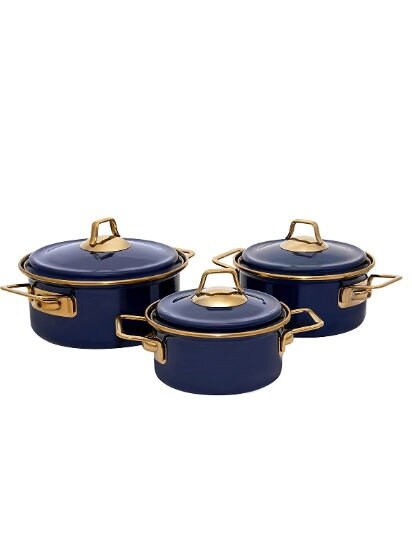 Enamel Cookware Set Navy, Enamel 6 Piece Cookware Set Navy Blue - Etsy
