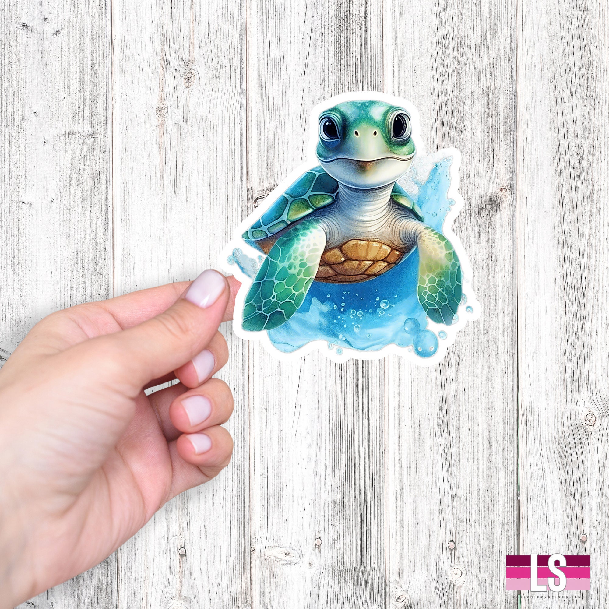 Sea Turtle Vinyl Sticker, Turtle Laptop Decals, Beach Turtle Stickers ...