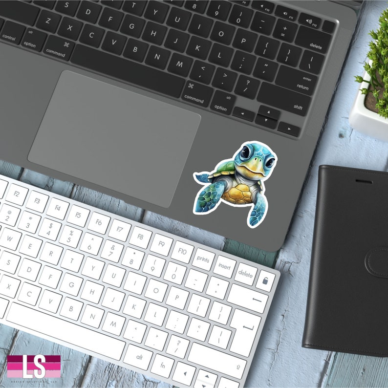 Sea Turtle Vinyl Sticker, Turtle Laptop Decals, Beach Turtle Stickers ...