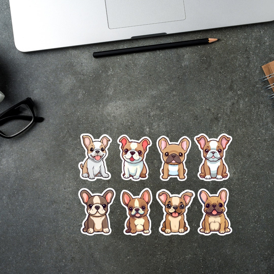 Frenchie Stickers, Bulldog Decals, Dog Lover's Decor, Adorable Pet Art ...