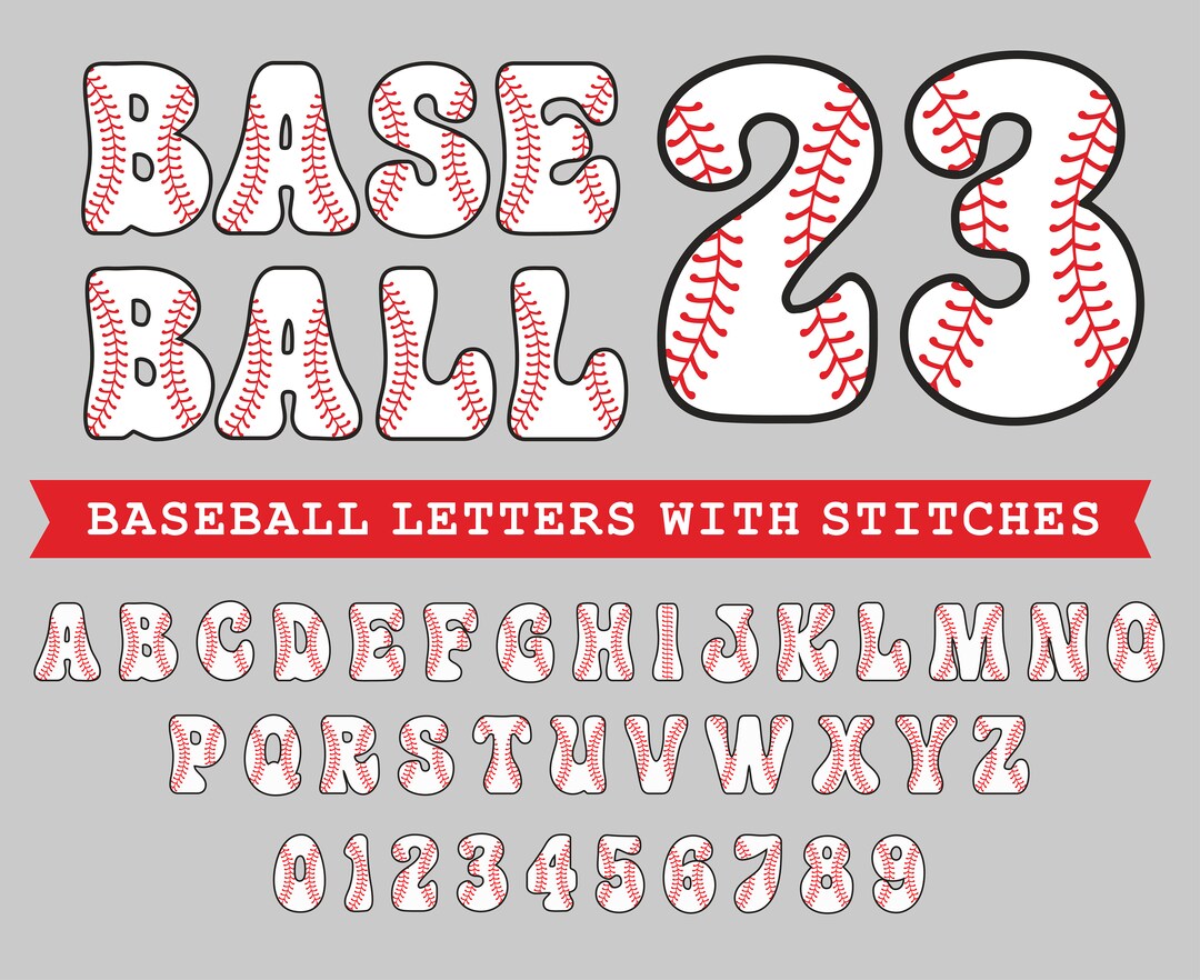 Baseball Font Baseball Font With Stitches Baseball Lace Letters ...