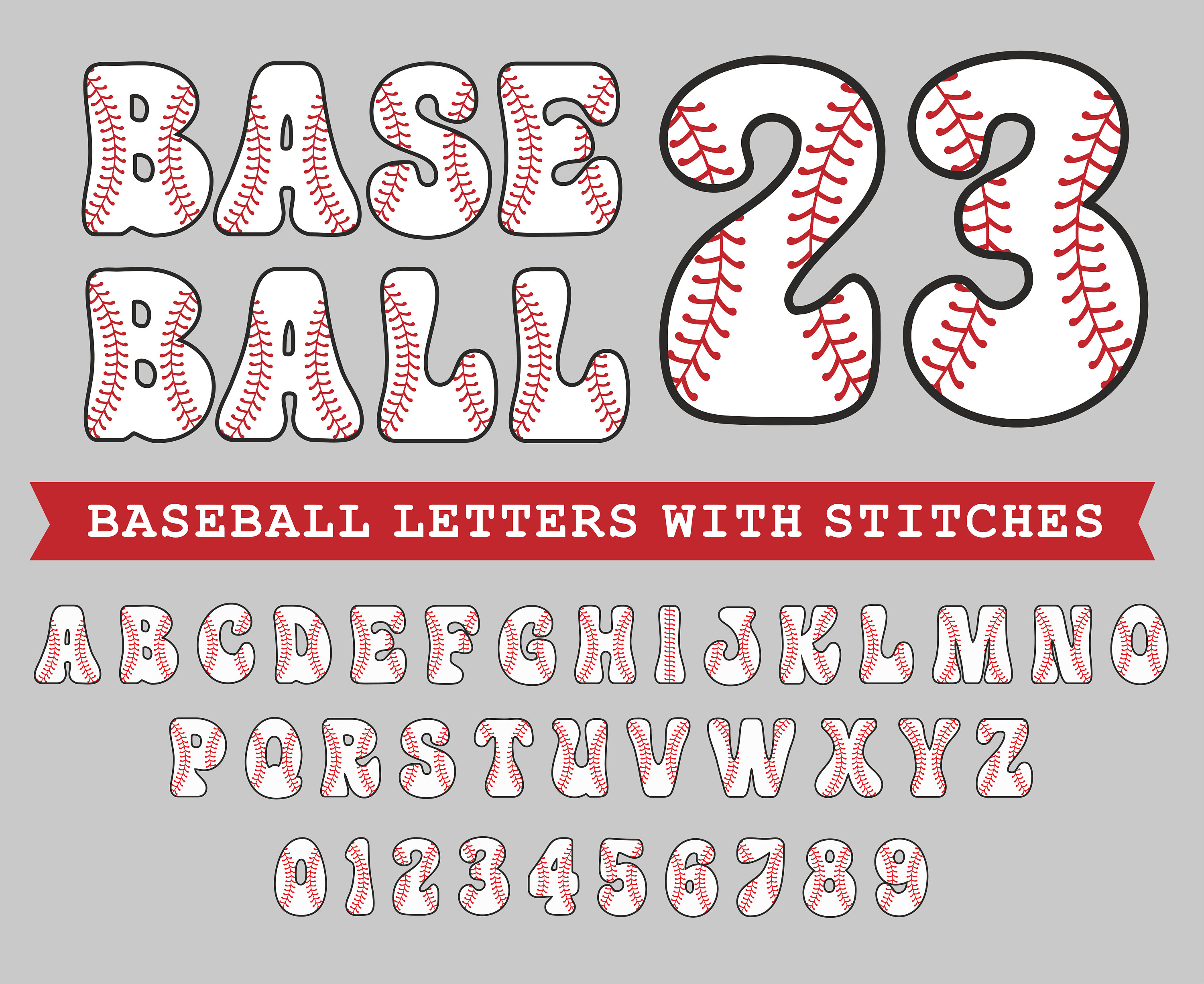 Baseball Font Baseball Font With Stitches Baseball Lace Letters ...