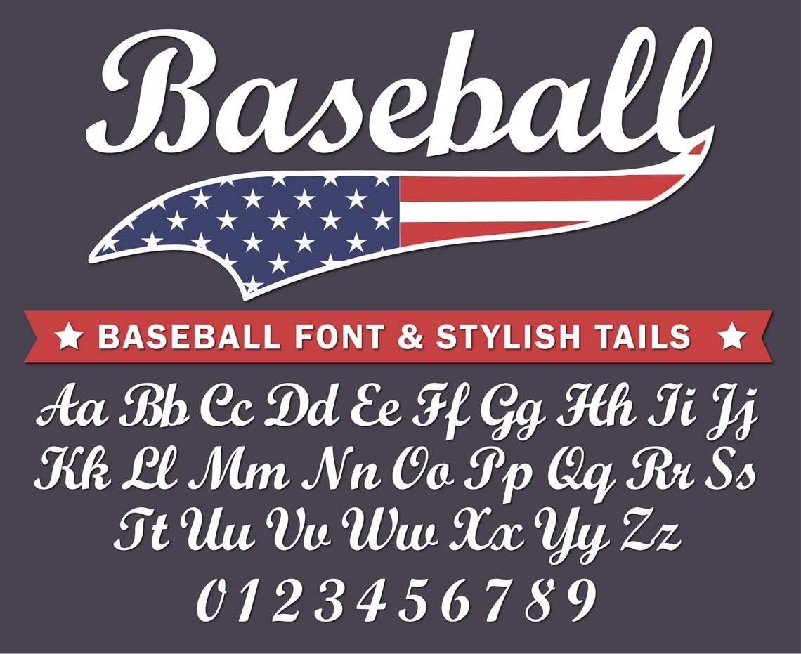 Baseball Font Baseball Script Baseball Font With Tails Baseball Cursive ...